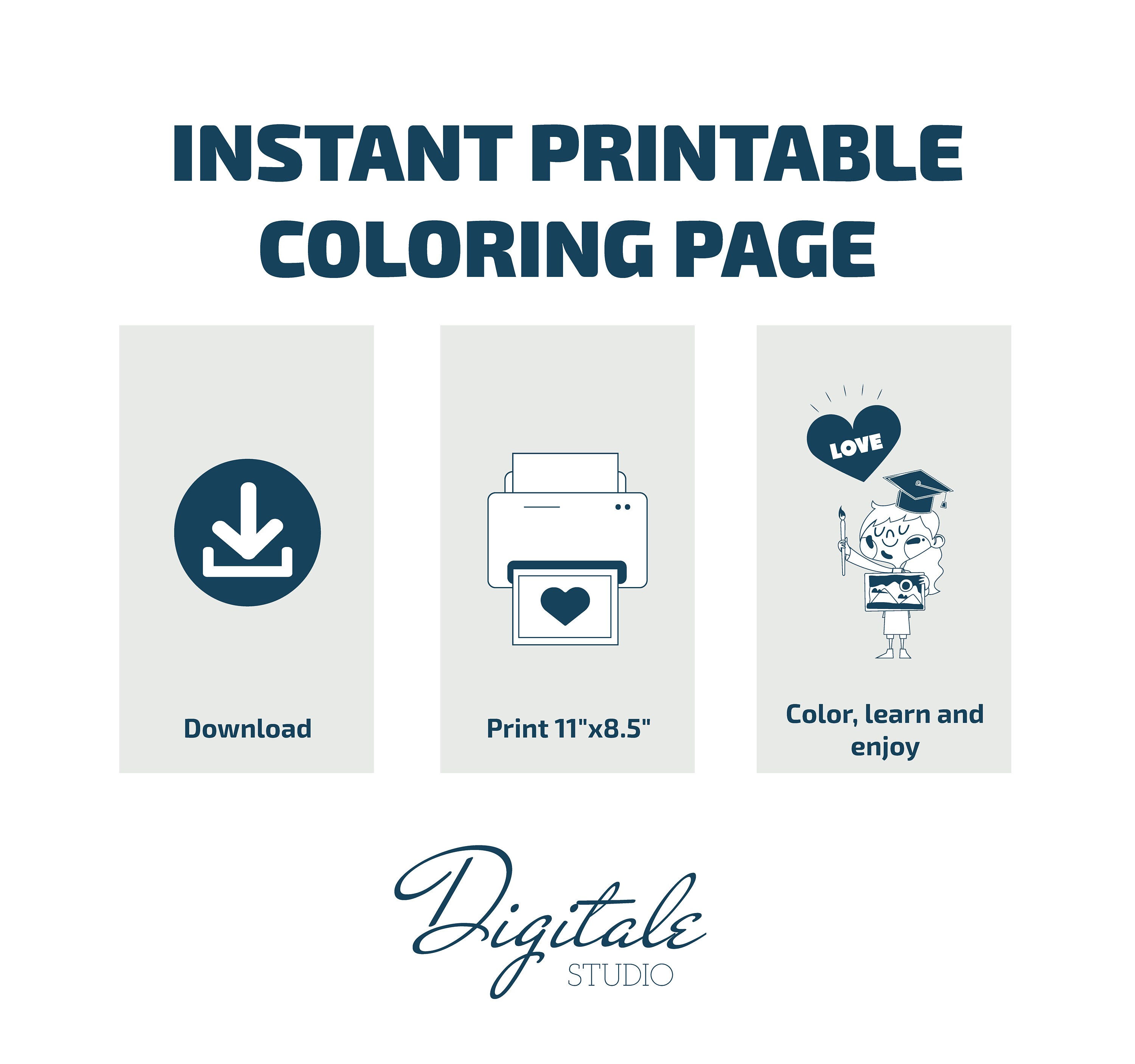 26 Alphabet Coloring Printable Flashcards Pages Bundle for - Etsy