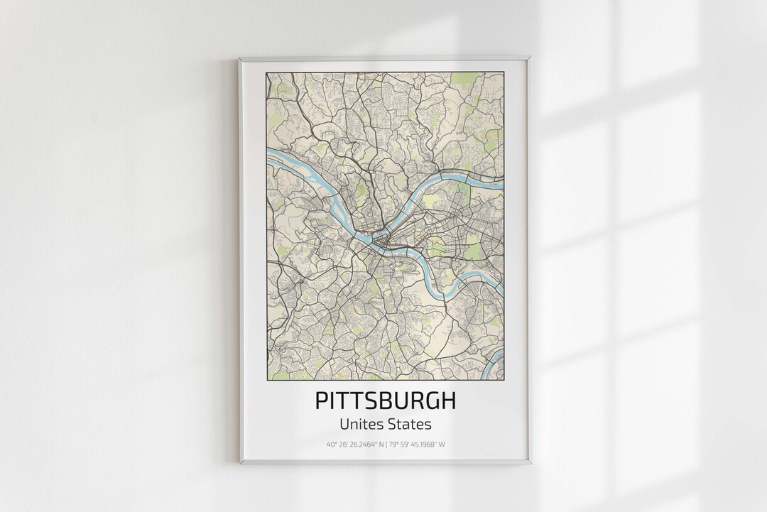 Pittsburgh Map Art Print: Personalized US City Map (digital Download ...