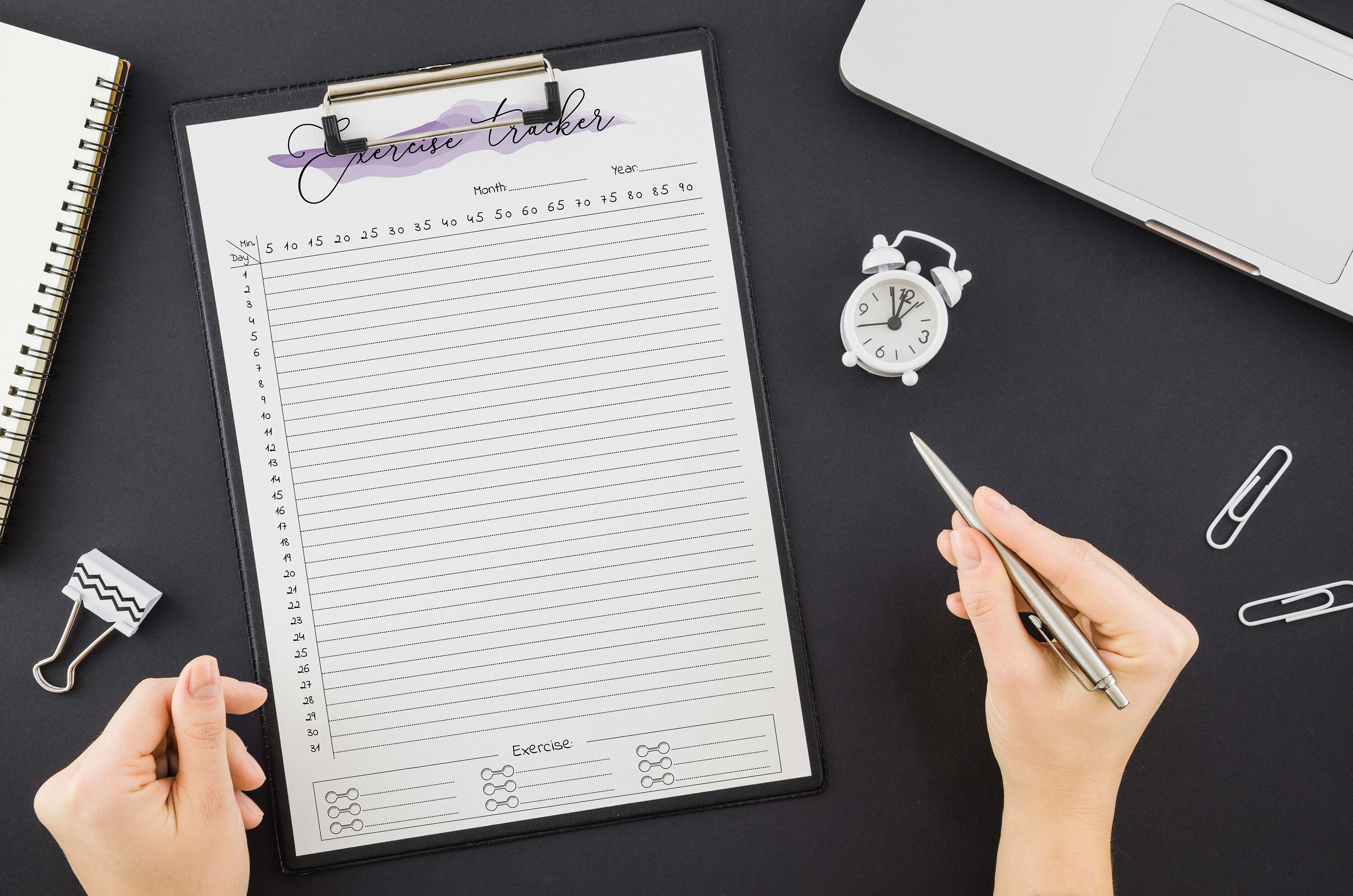 Exercise Tracker Printable Monthly Fitness Log A4, A5 & Letter PDF ...