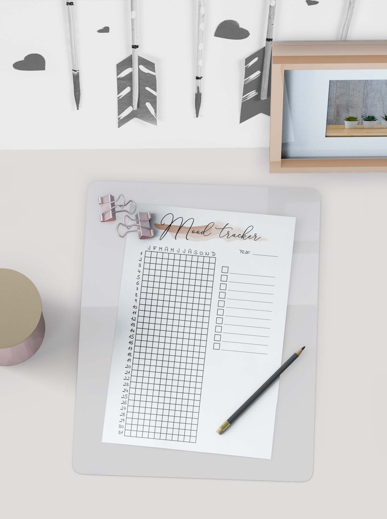 Yearly Mood Tracker Printable Year in Pixels Mood Chart Happy Planner ...