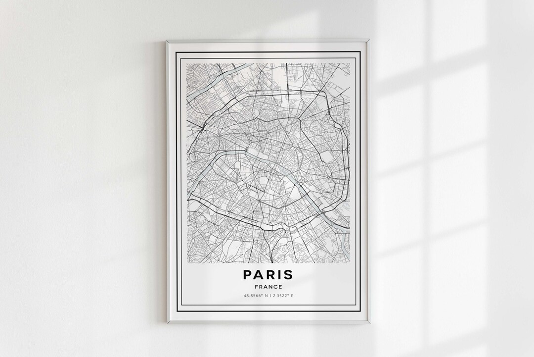 Mapa de la ciudad de París Imprimir regalo personalizado Mapa - Etsy España