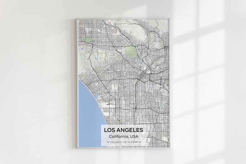 Los Angeles Map Print Printable California Map Poster Digital - Etsy