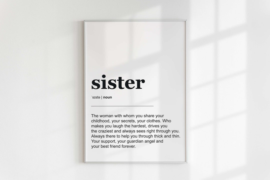 Sister Definition Poster Digital Dictionary Print Personalized Birthday ...