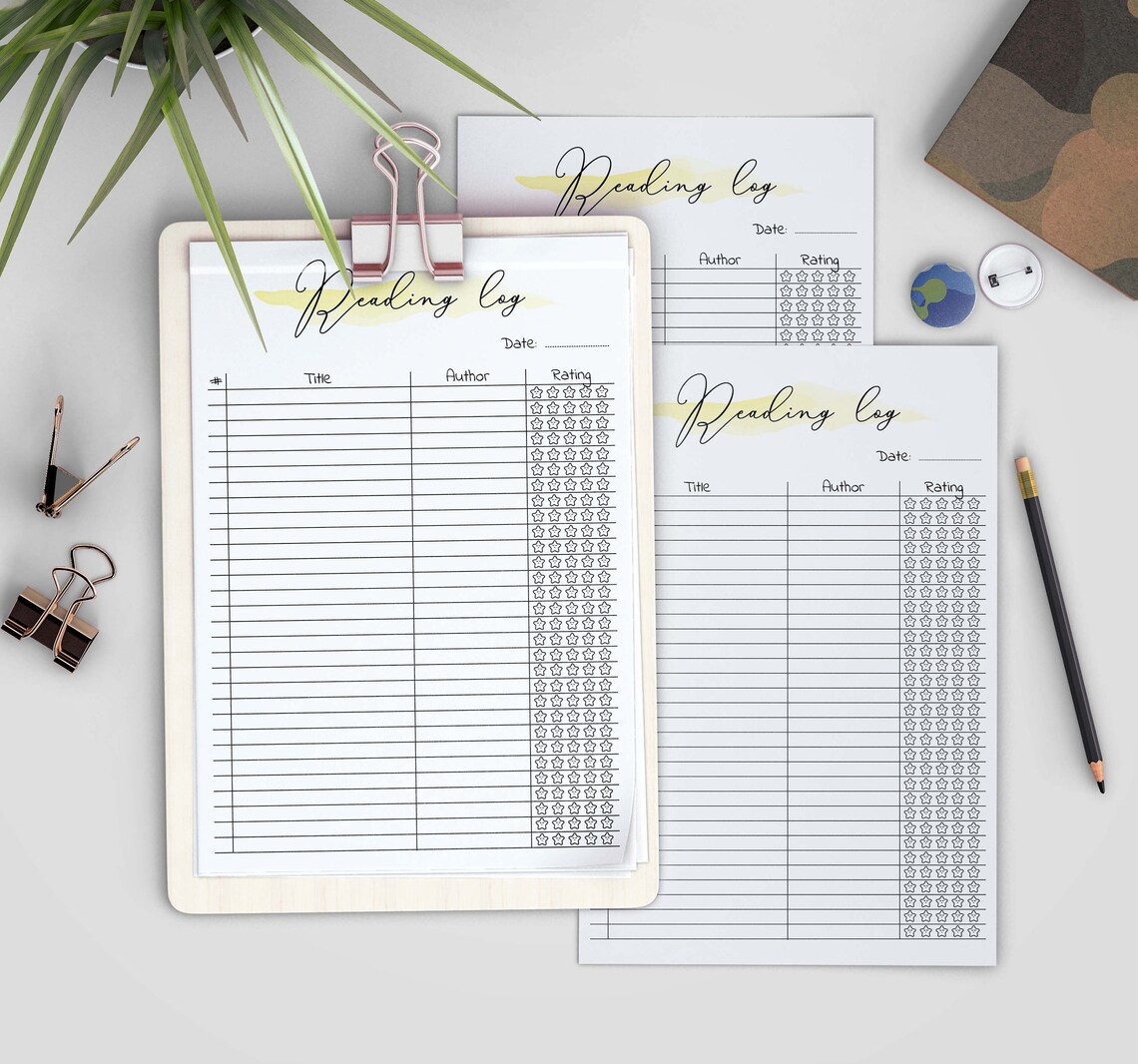 Reading Log Printable Tracker A4 A5 & Letter PDF Digital - Etsy