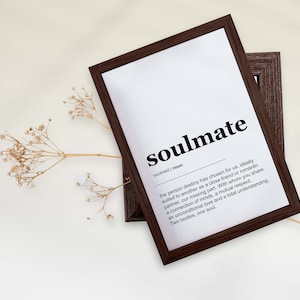 Soulmate Definition Poster Digital Dictionary Print Personalized ...