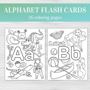 26 Alphabet Coloring Printable Flashcards Pages Bundle for Kids - Etsy