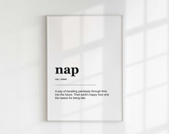 Sleeping Definition Print Funny Bedroom Decor Above Bed Art Humorous ...