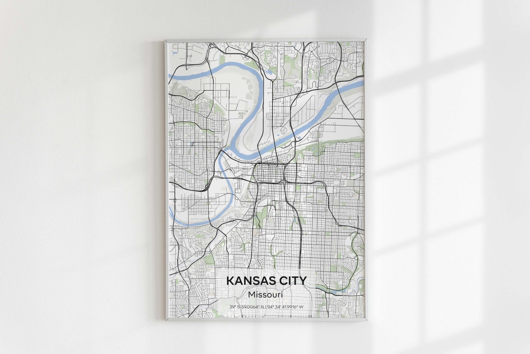Kansas City Map Print Printable United States Map Personalized Map ...
