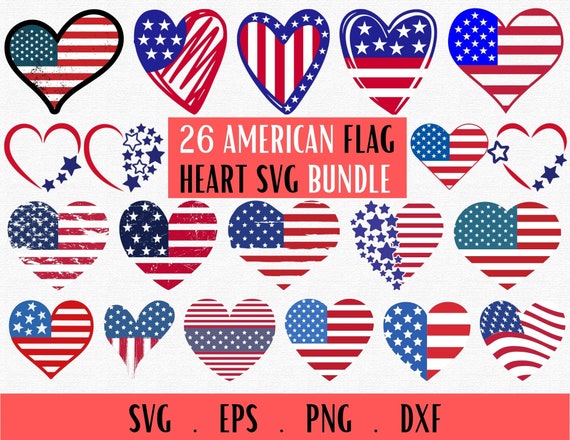 American Heart Flag Svg American Flag Png 4th of July Svg - Etsy