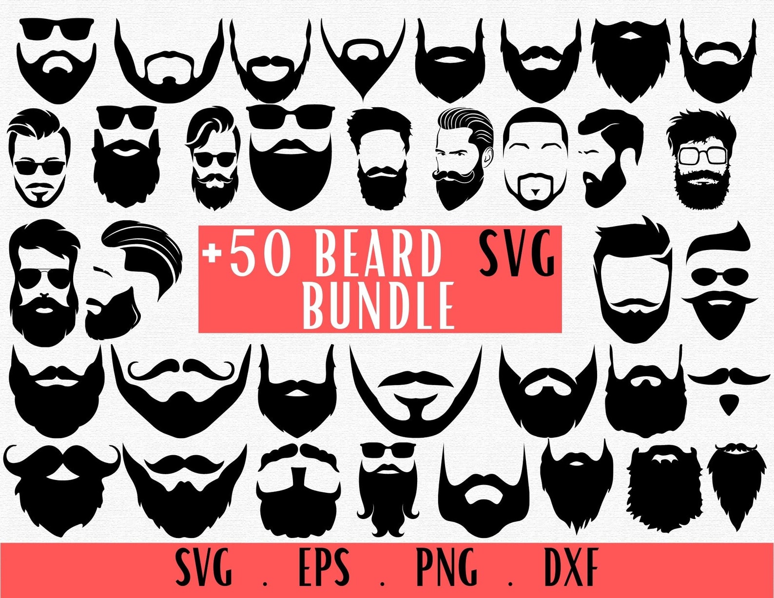 Beard Svg, Bearded Man Svg, Beard Cut Files, Beard Clipart, Beard ...
