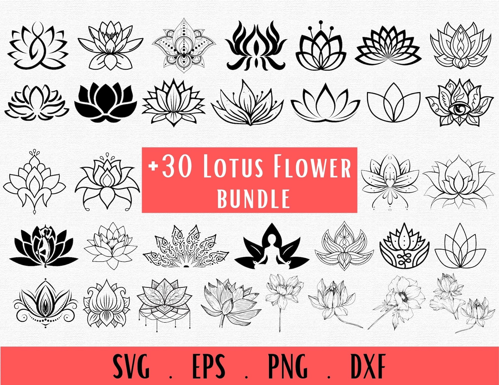 Lotus Flower SVG Lotus Svg Lotus Silhouette Zentangle Lotus - Etsy