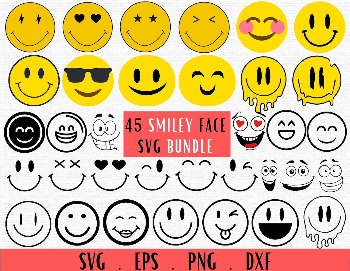 Smiley Face Svg Smiley Svg Emoji Svg Happy Face Svg Melted - Etsy