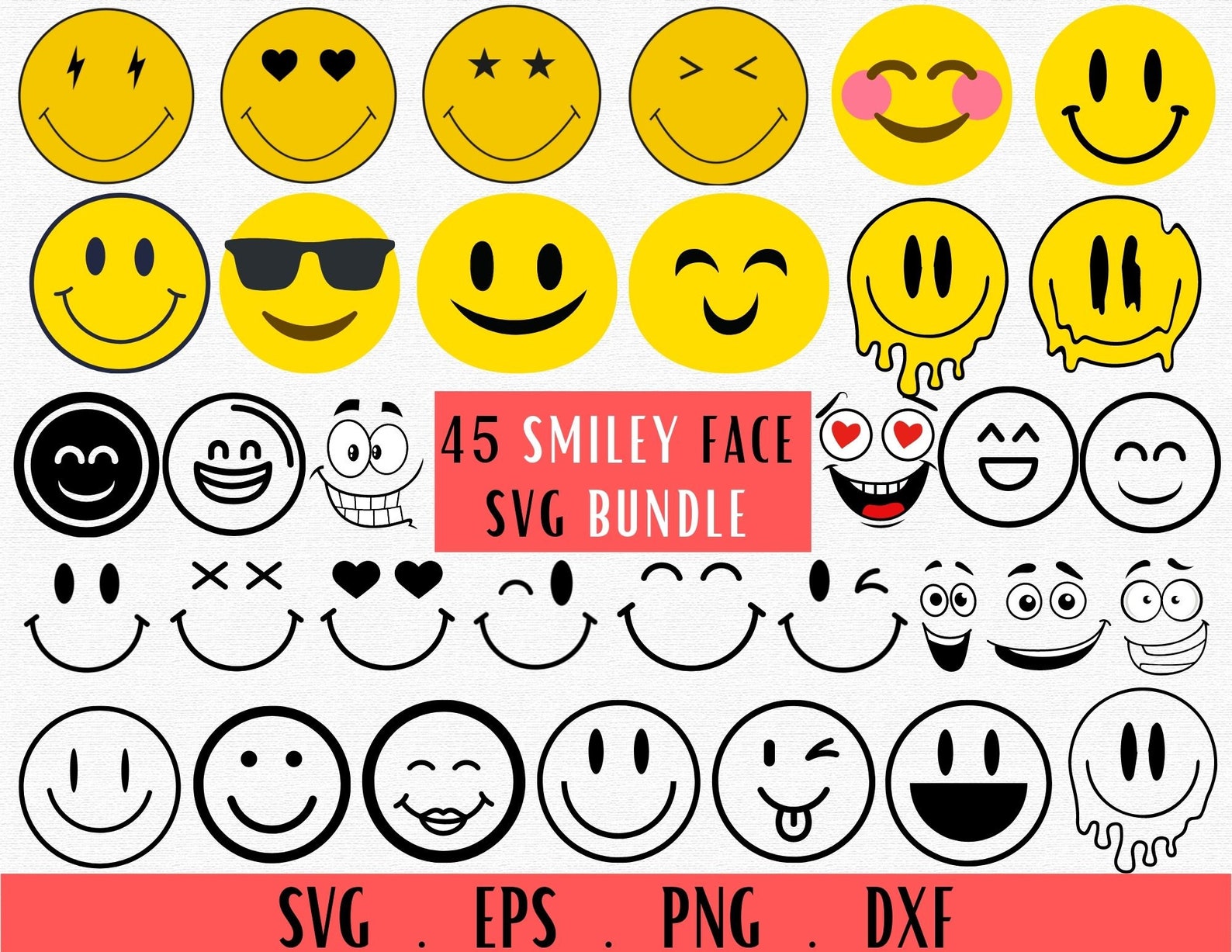 Smiley Face Svg Smiley Svg Emoji Svg Happy Face Svg Melted - Etsy