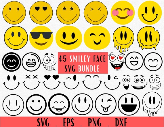 Smiley Face Svg Smiley Svg Emoji Svg Happy Face Svg Melted - Etsy