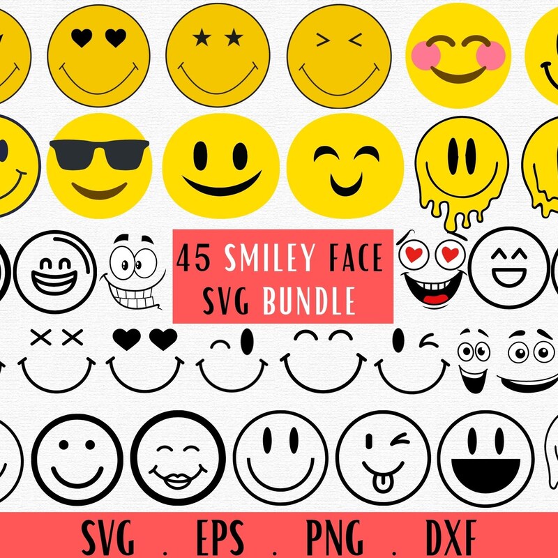 Smiley Face Svg - Etsy