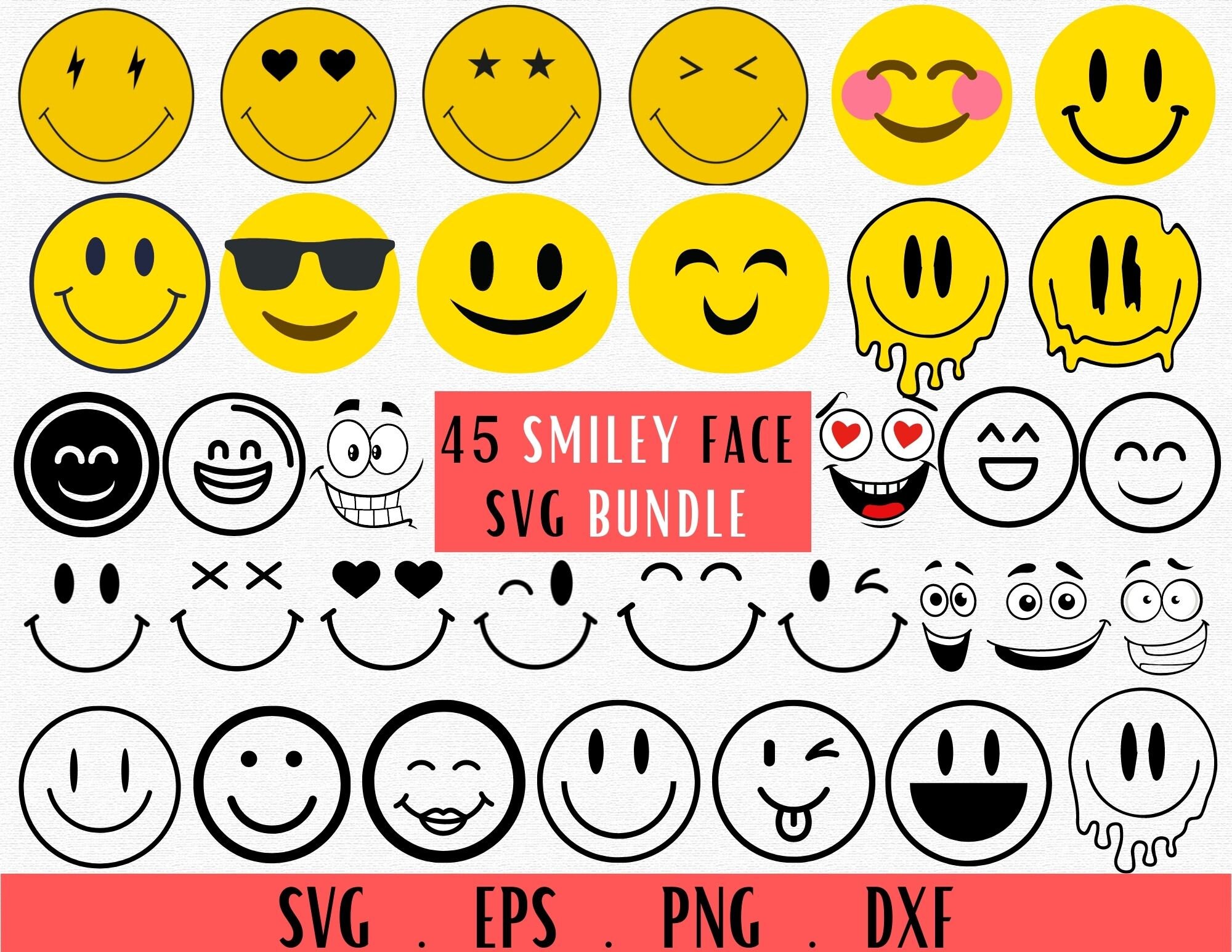 Smiley Face Svg Smiley Svg Emoji Svg Happy Face Svg Melted - Etsy