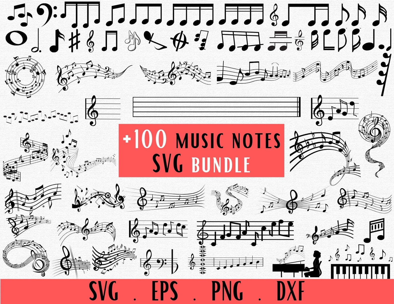 Music Notes Svg Musical Notes Clipart Musical Notes Svg - Etsy