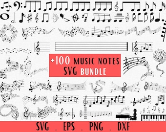 Music Notes Symbol Svg, Musical Notes Clipart, Treble Clef Svg, Music ...