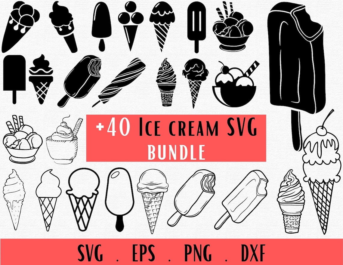Ice Cream Svg ice Cream Cone Svg Cute Summer Clipart Ice - Etsy