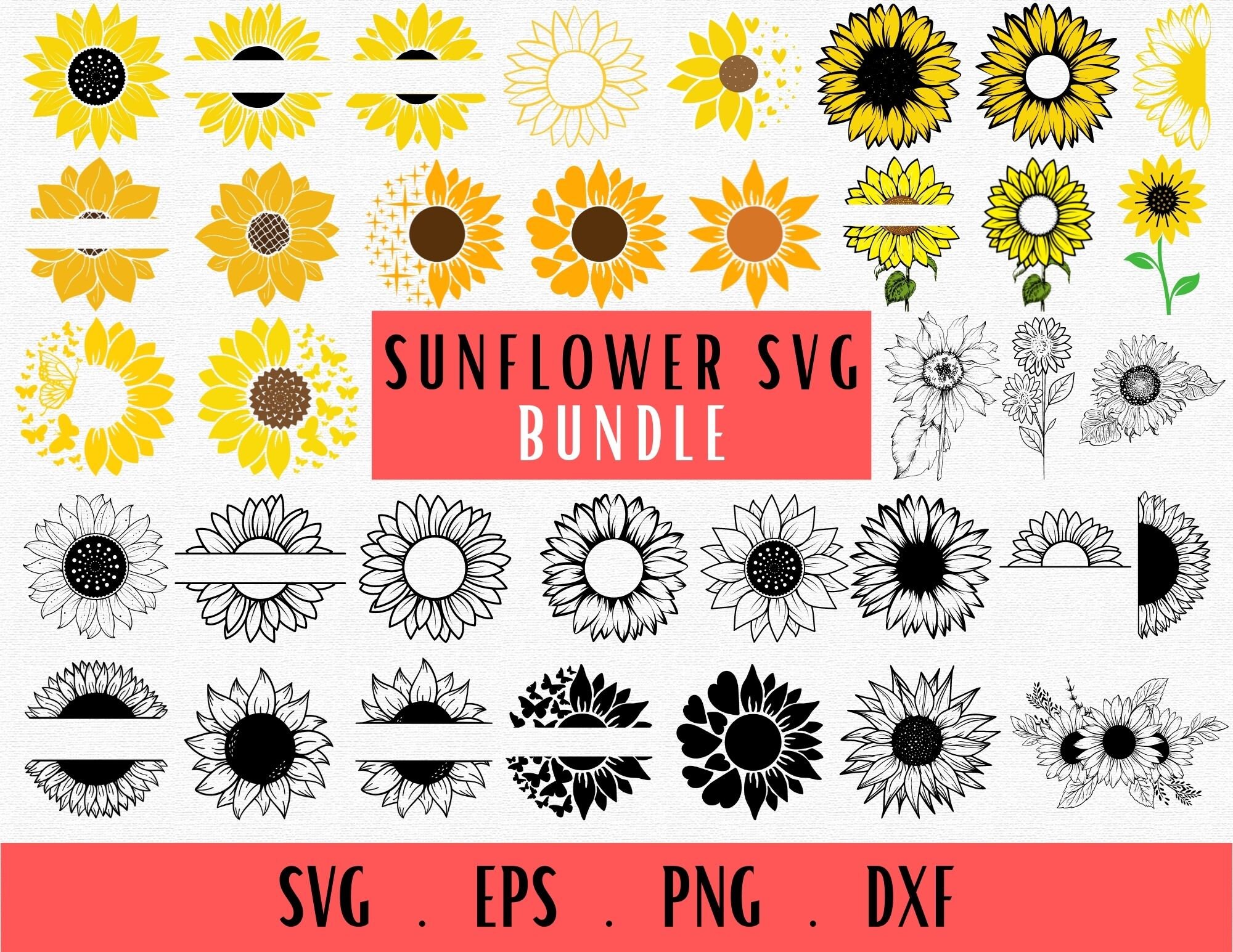 Sunflower Svg Sunflower Clipart Monogram Cricut Frame Svg - Etsy