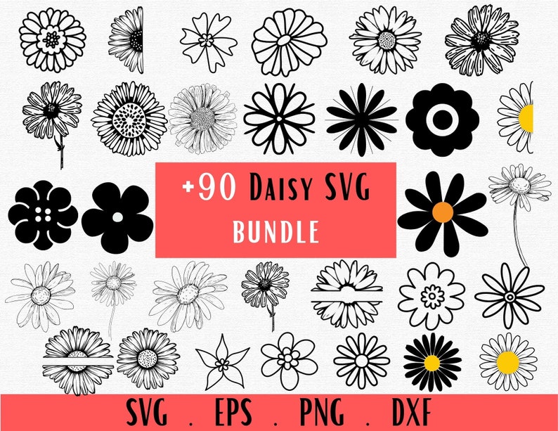Daisy Svg DAISY Flower Clipart Daisy Monogram Svg Half - Etsy
