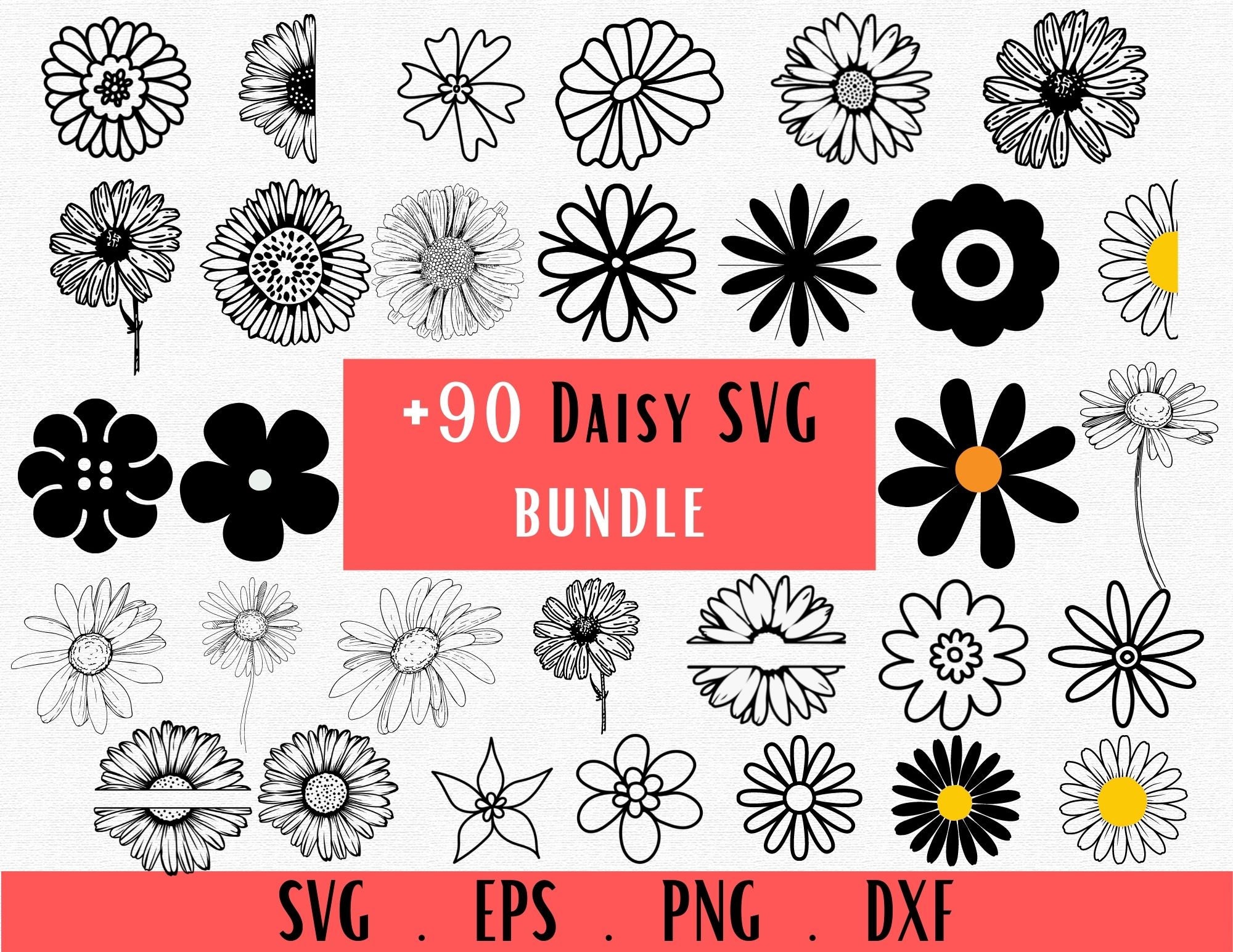 Daisy Svg DAISY Flower Clipart Daisy Monogram Svg Half - Etsy Australia