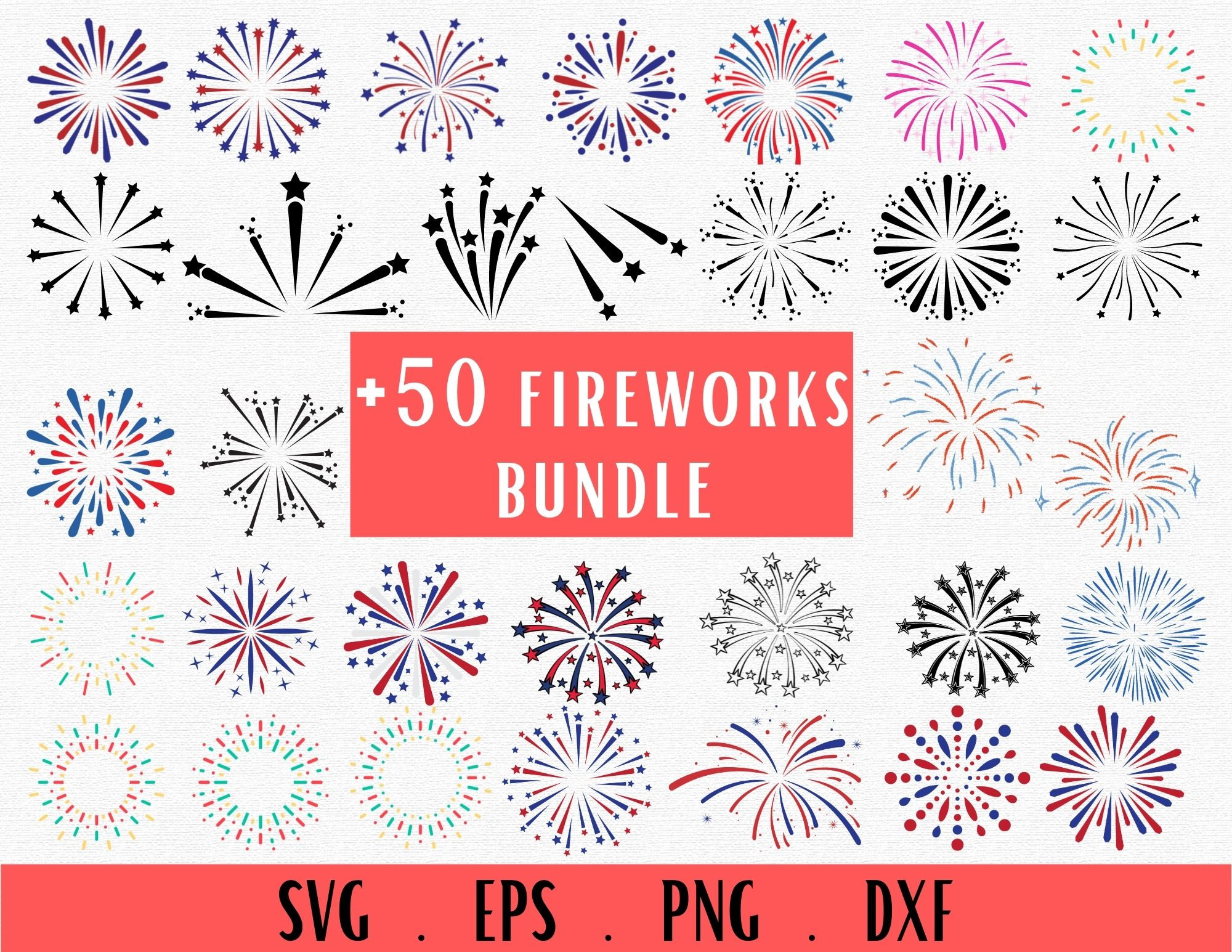 Fireworks Svg Fireworks Svg Bundle Fireworks Clipart 4th of - Etsy