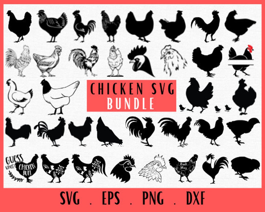 Huhn Svg Bundle, Huhn Png, Huhn Clipart, Silhouette, Bauernhof Tier Svg ...