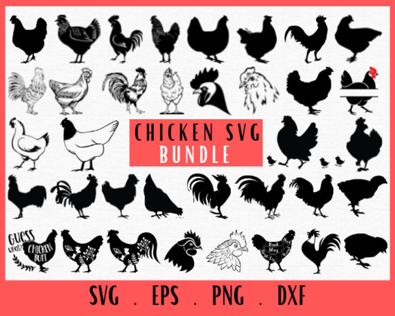 Chicken Svg Bundle Chicken Png Chicken Clipart Silhouette - Etsy