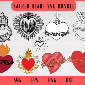 Sacred Heart Svg, Clipart, Christian Heart Svg, Jesus Heart Svg ...