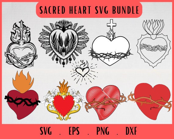 Sacred Heart Svg Clipart Christian Heart Svg Jesus Heart - Etsy