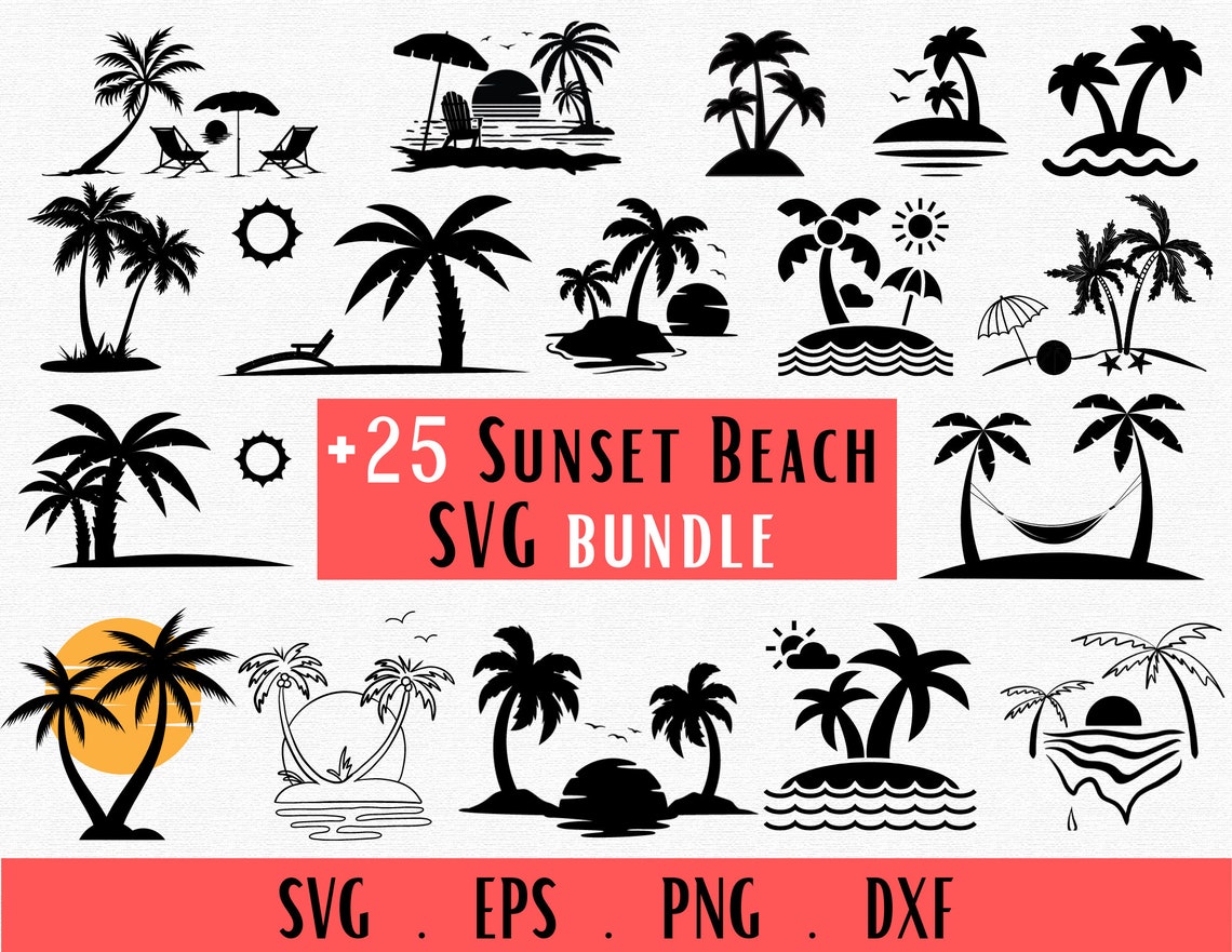 Sunset Beach Svg Beach Scene Svg Beach Summer Svg Beach Svg - Etsy