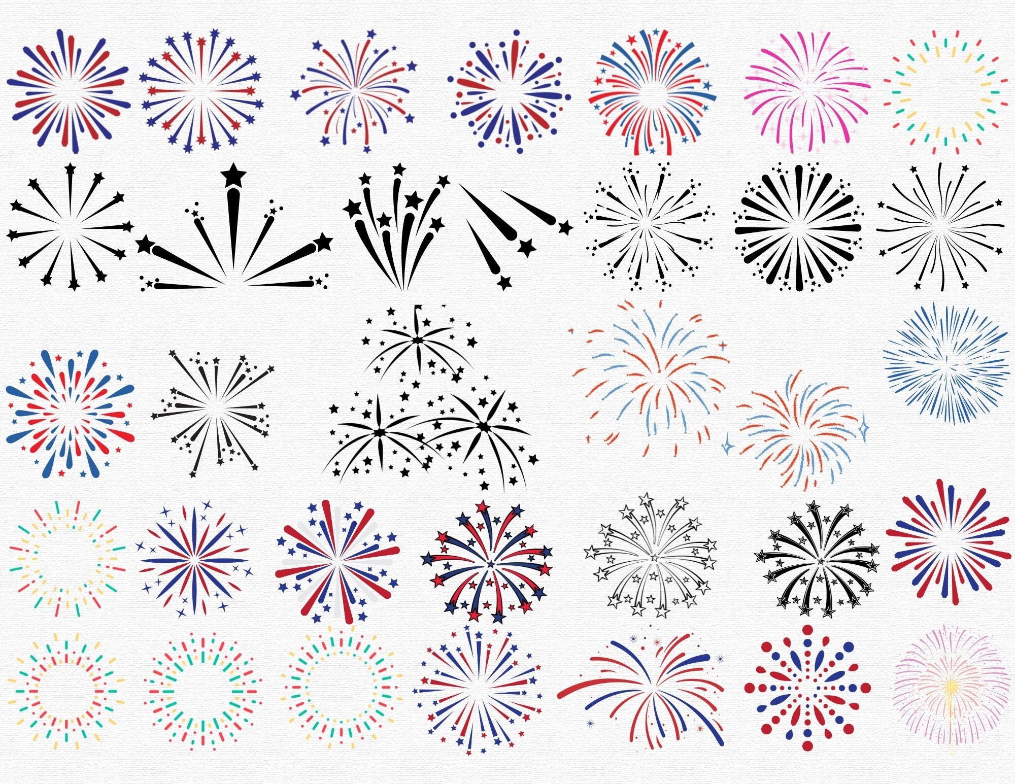 Fireworks Svg Fireworks Svg Bundle Fireworks Clipart 4th of - Etsy