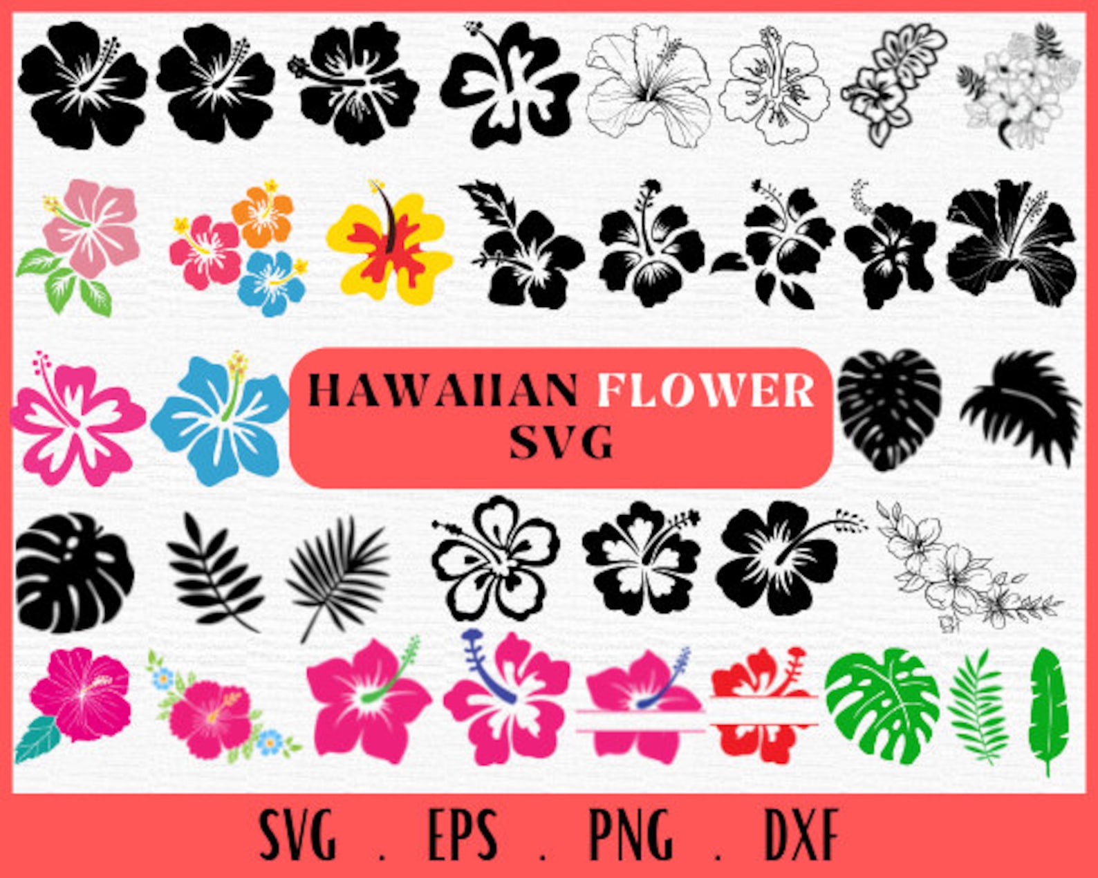 Hawaiian Flower Svg Hibiscus Flower Svg Tropical Flower Svg - Etsy