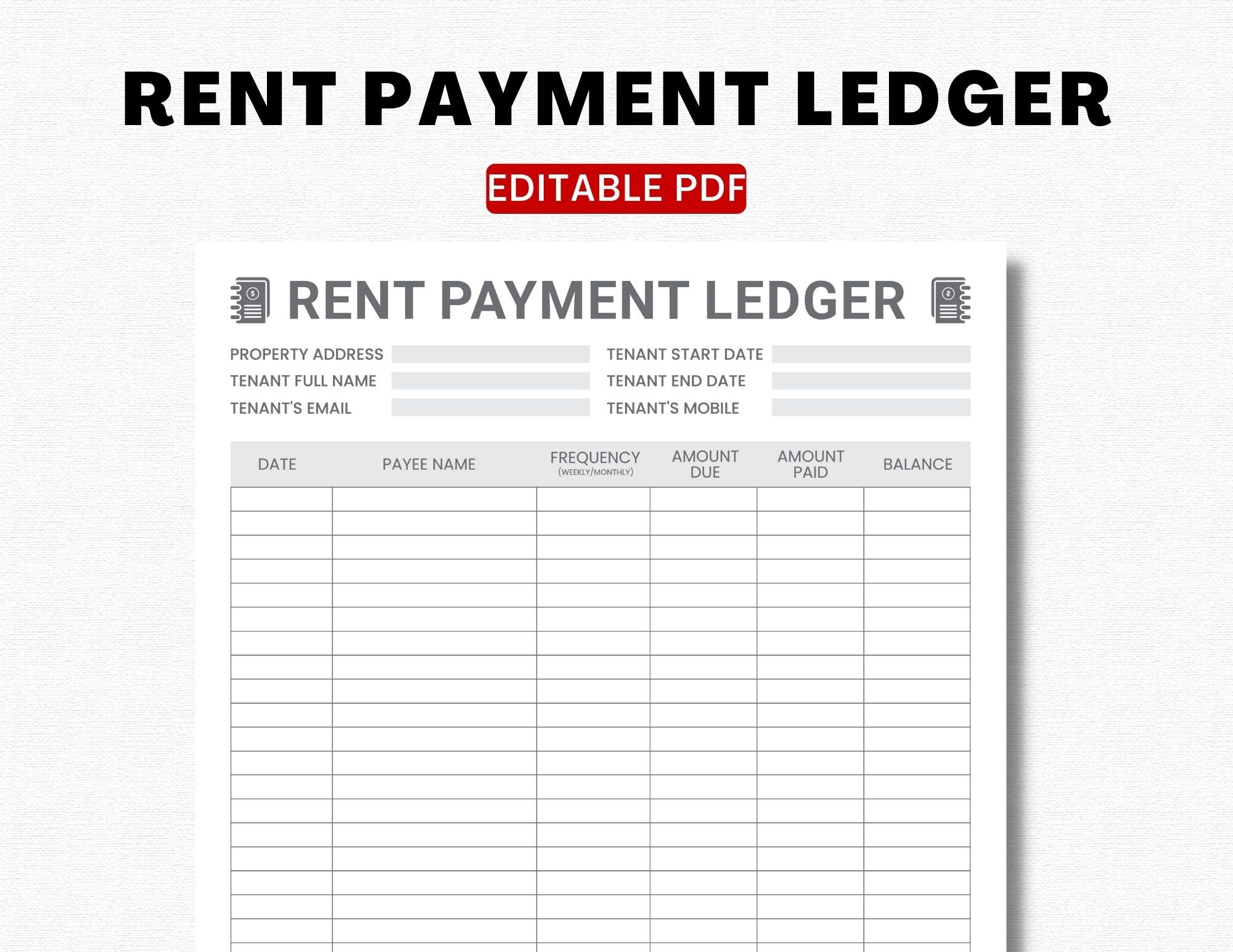 Rent Payment Ledger Template Free