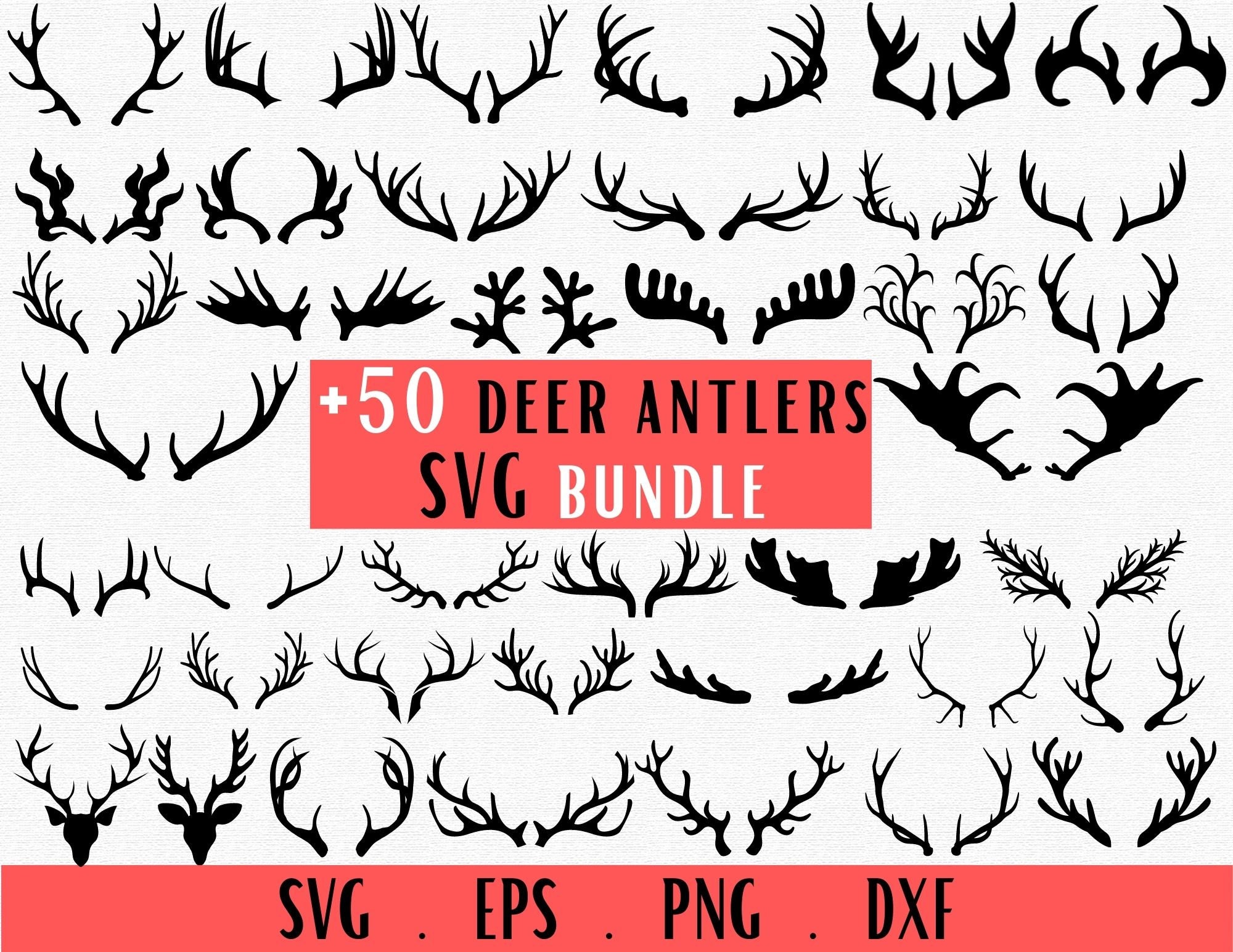 Deer Antlers Svg Deer Antlers Clipart Antlers Cut Files for - Etsy