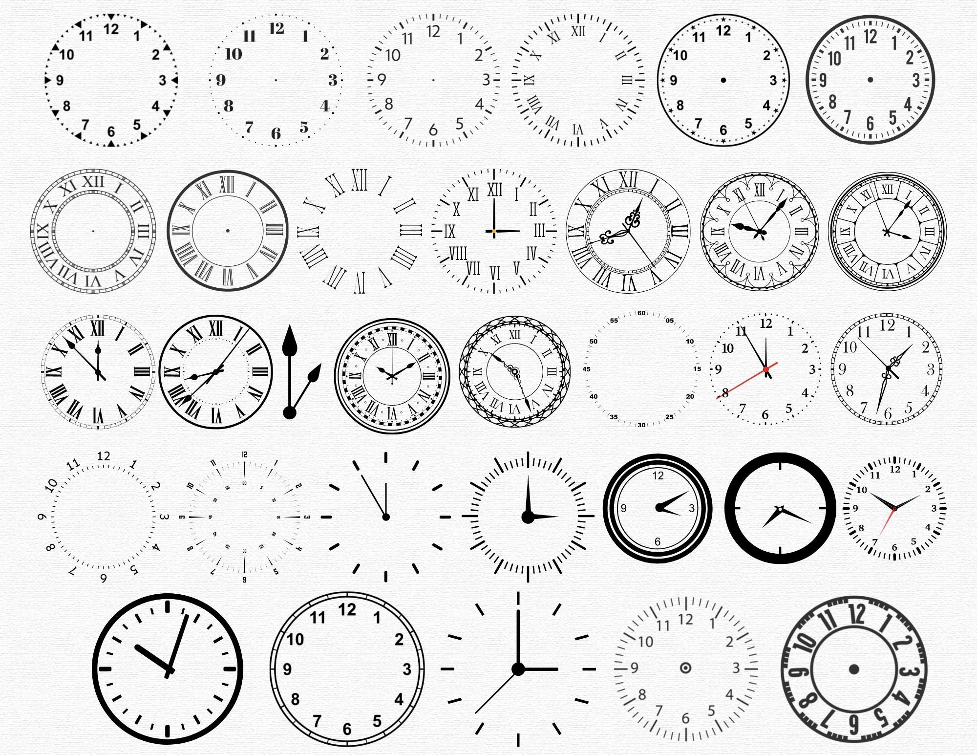 Clock Face Svg Clock Svg Clock Face Clipart Bundle Cut - Etsy