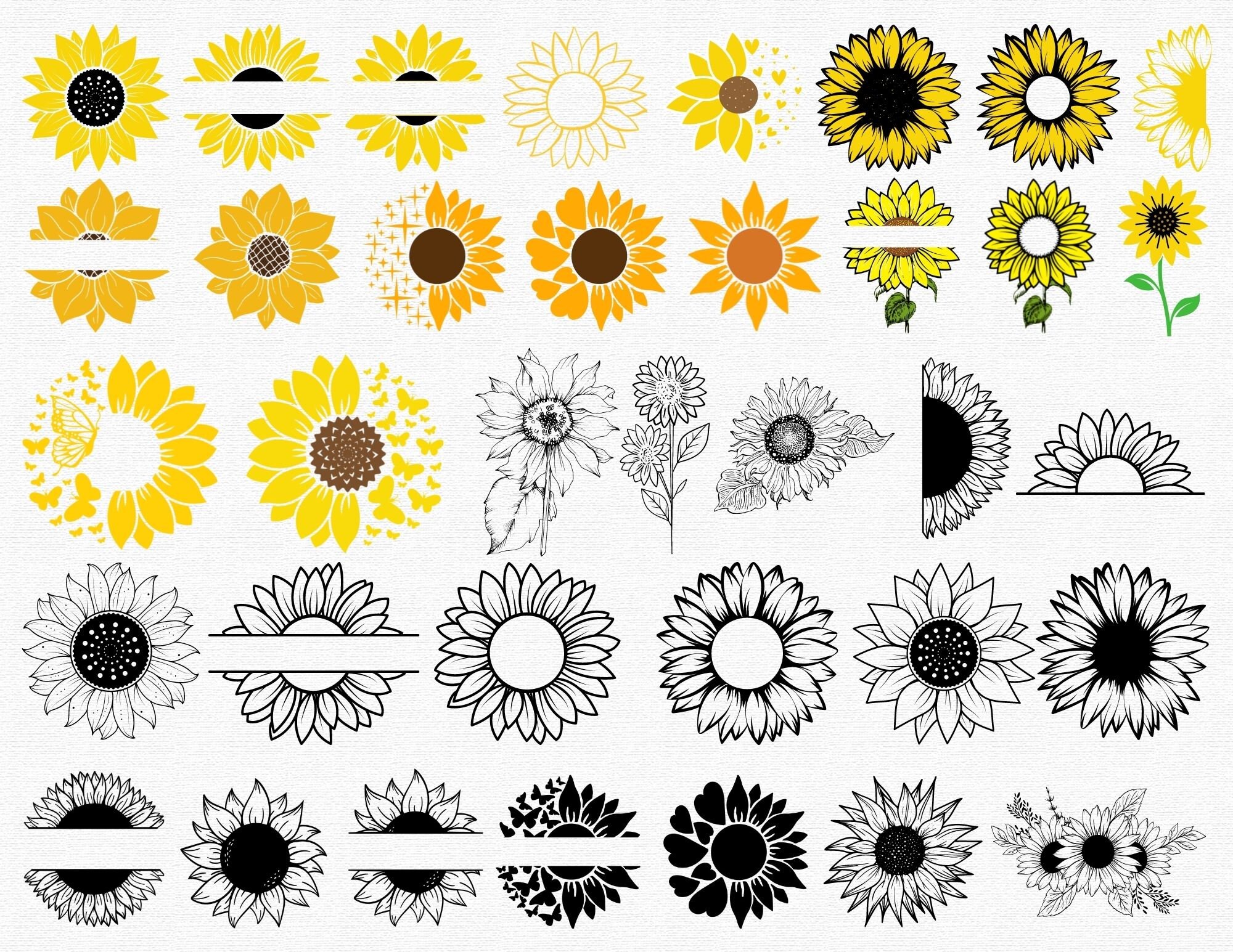 Sunflower Svg Sunflower Clipart Monogram Cricut Frame Svg - Etsy