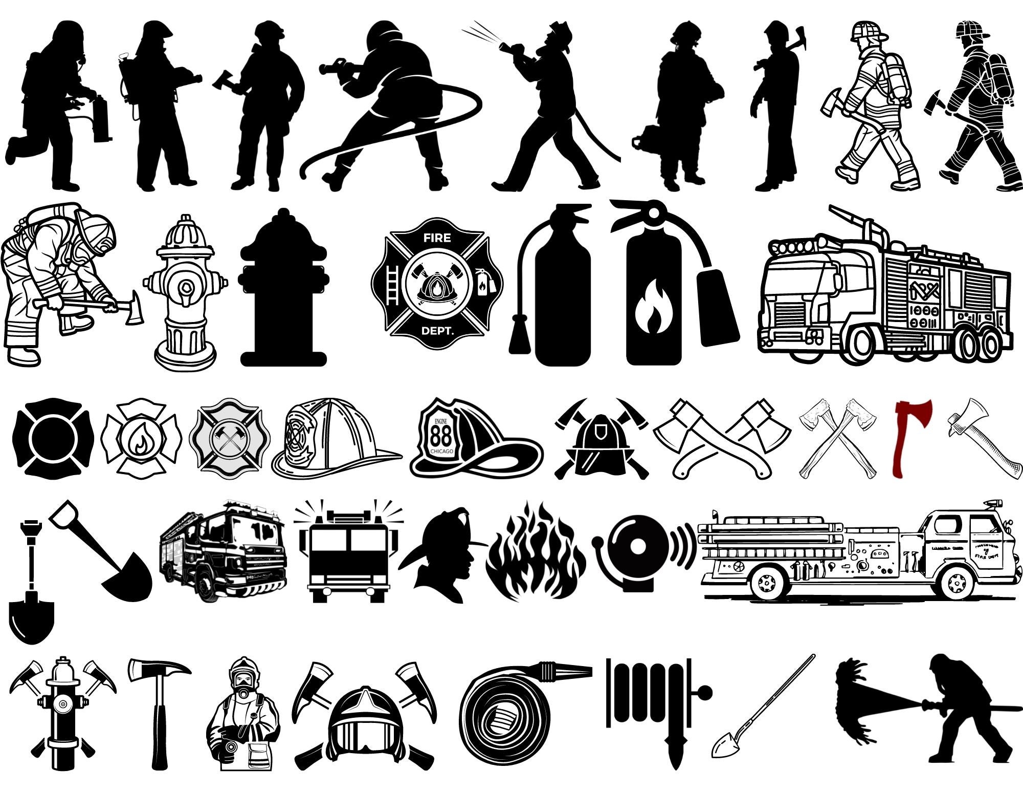 Firefighter Svg Fire Department Svg Firefighter Clipart - Etsy