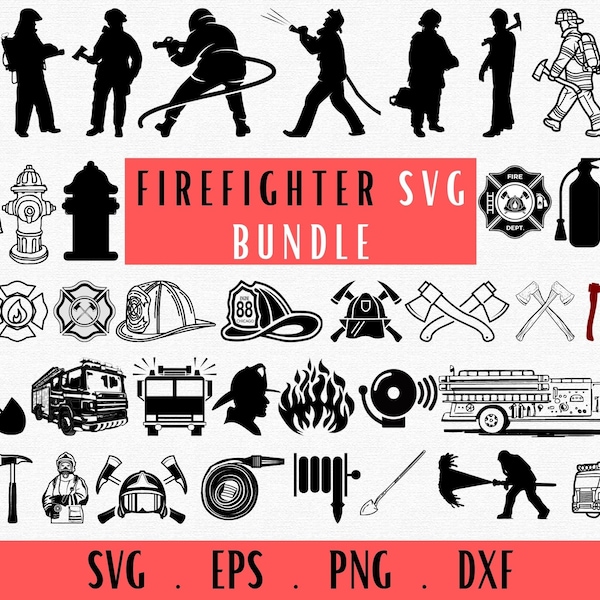 Firefighter Svg - Etsy