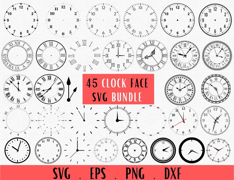 Clock Face Svg Clock Svg Clock Face Clipart Bundle Cut - Etsy