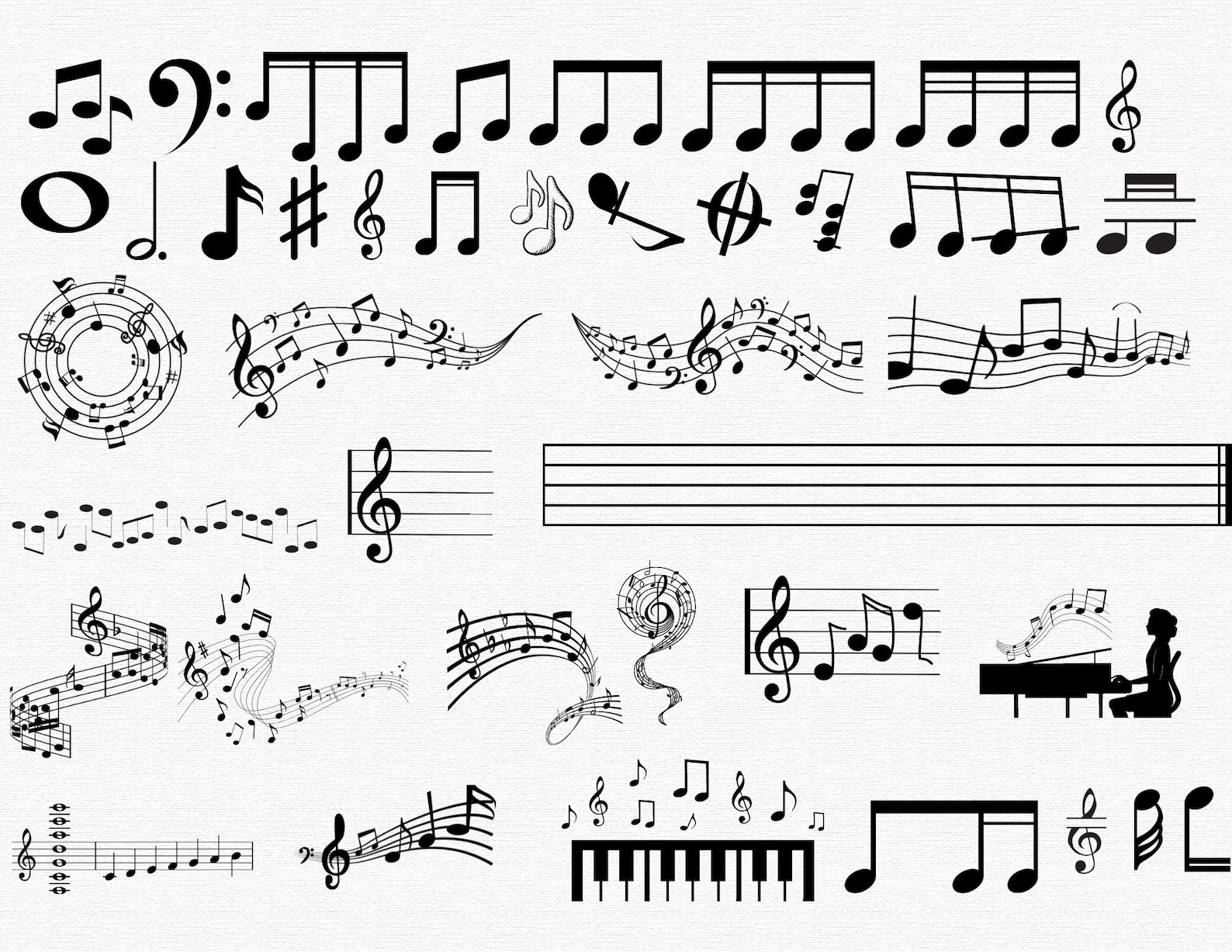 Music Notes Svg Musical Notes Clipart Musical Notes Svg - Etsy