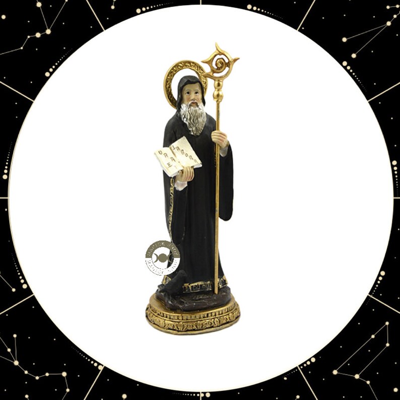 Figure Saint Benedict 20cm golden Base / Image St Benedit - Etsy