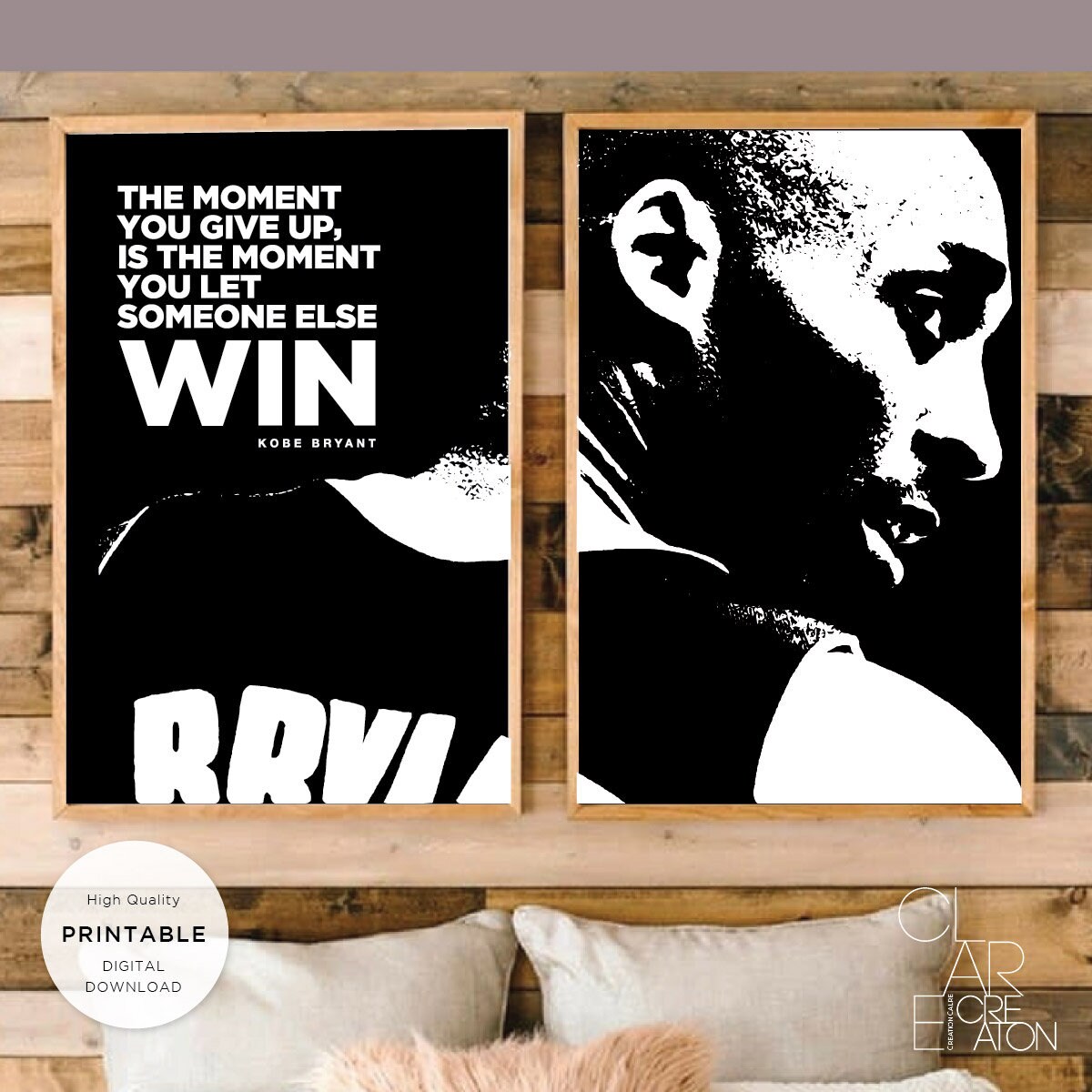 KOBE BRYANT Quote 2set Printable Wall Art, Printable Quote, Living Room ...