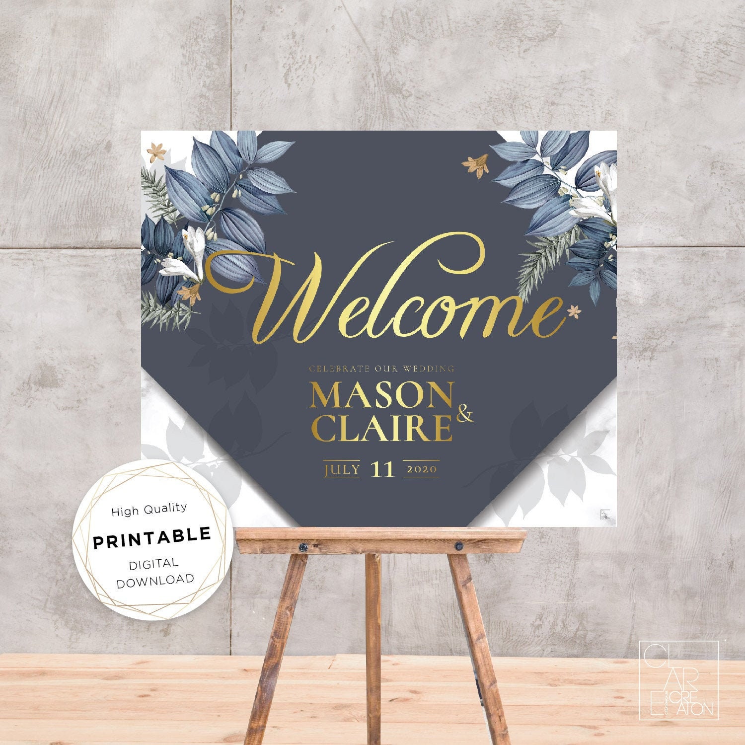 Personalized Wedding Welcome Sign, Welcome Sign Board, Printable 36x24 ...