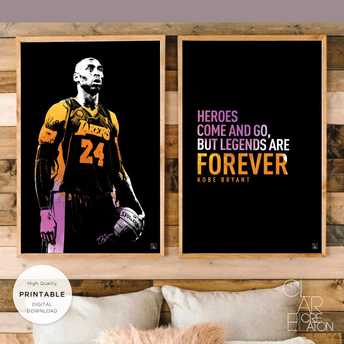 KOBE BRYANT Quote 2set Printable Wall Art Printable Quote - Etsy
