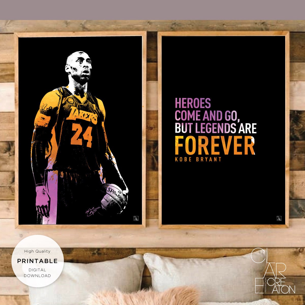 KOBE BRYANT Quote 2set Printable Wall Art, Printable Quote, Living Room ...