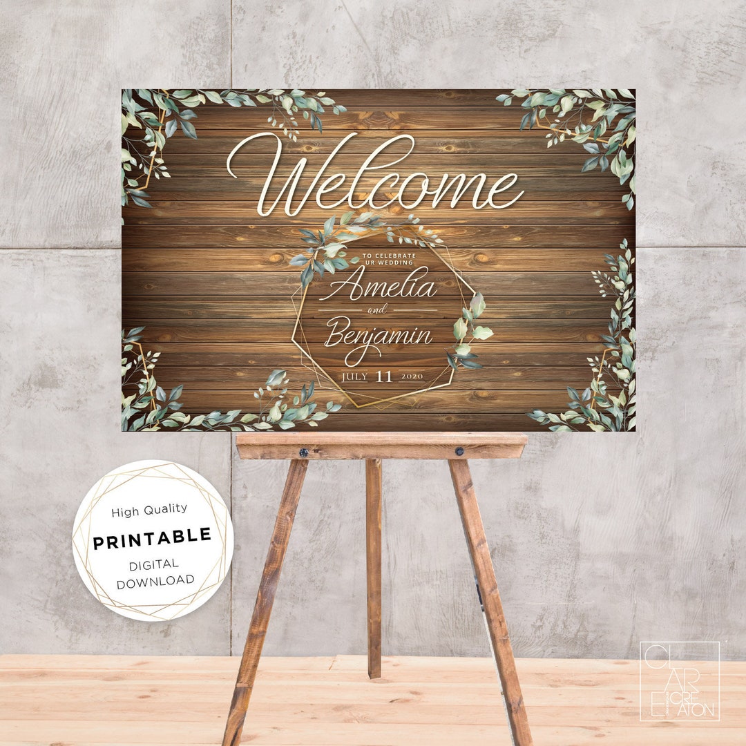 Personalized Wedding Welcome Sign, Welcome Sign Board, Printable 36"x24 ...