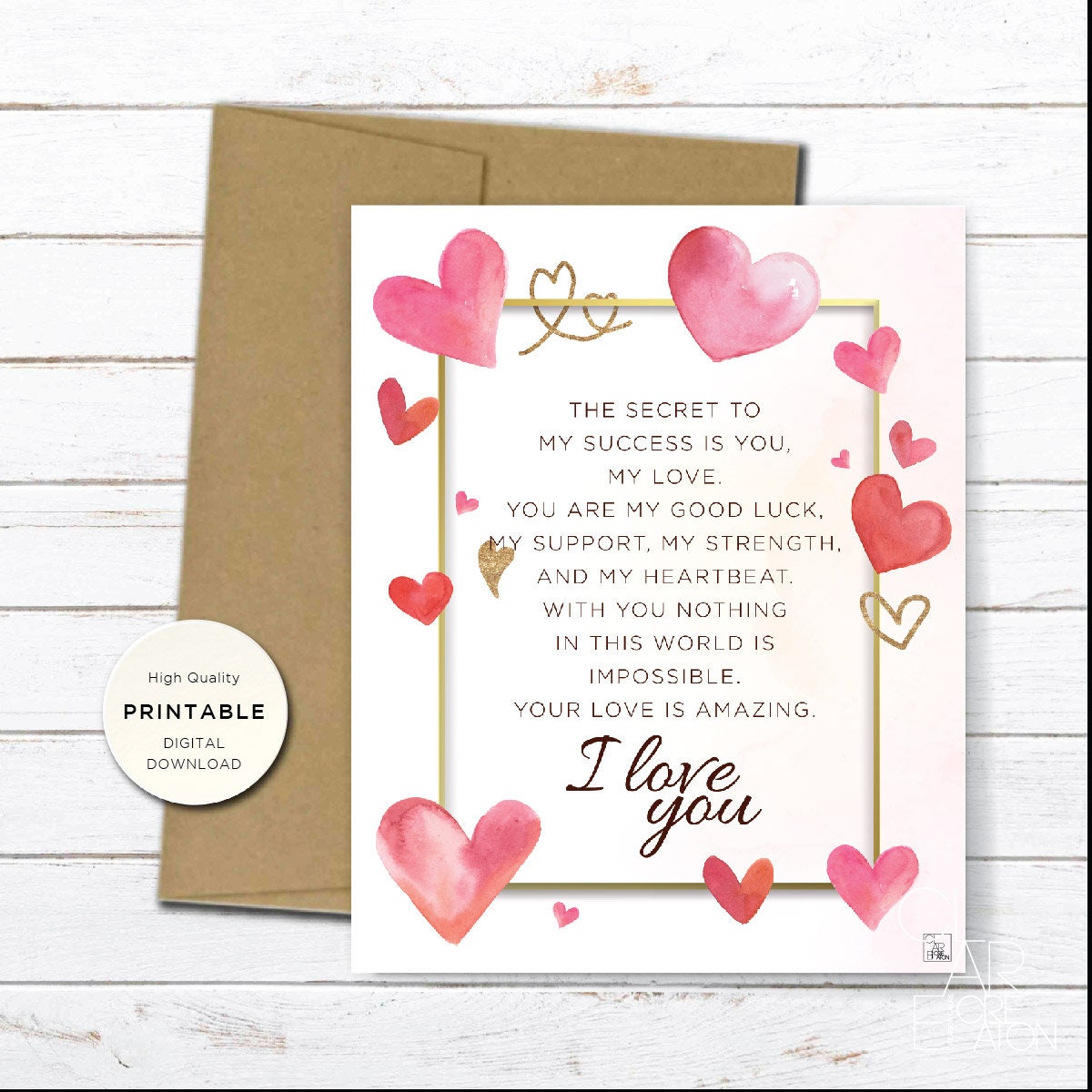 Printable Valentine's Day Letter, Love Letter, Valentines Anniversary ...