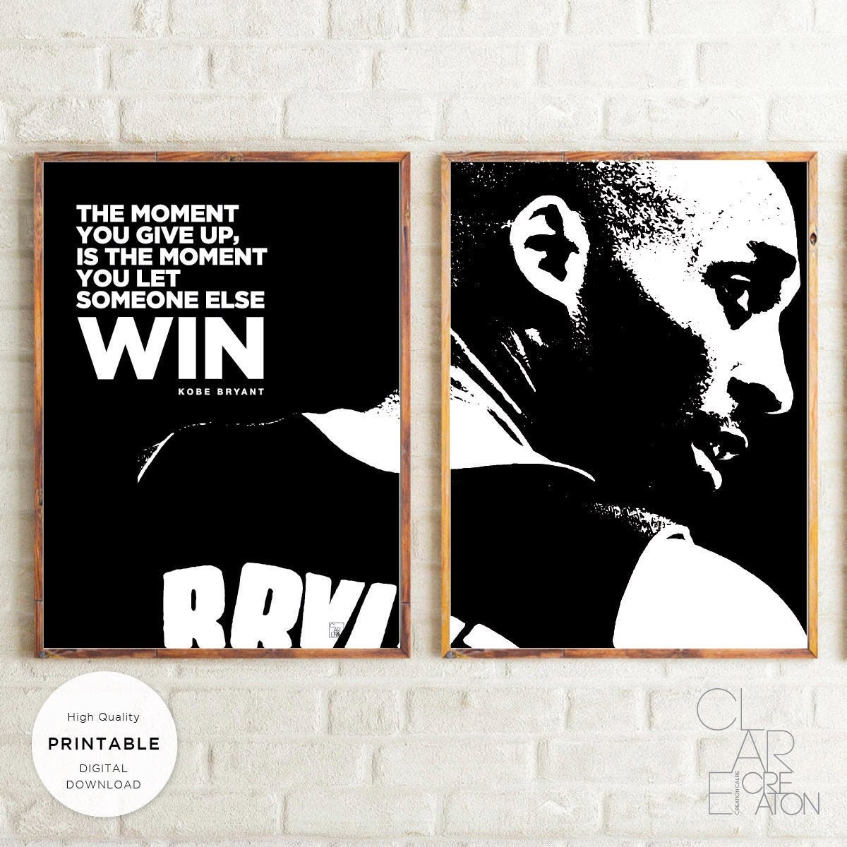 KOBE BRYANT Quote 2set Printable Wall Art, Printable Quote, Living Room ...